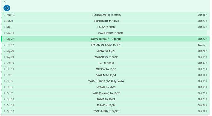 THE K9EL DX CALENDAR