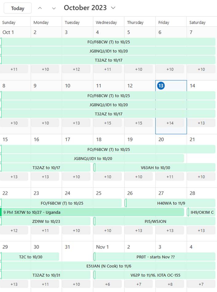 THE K9EL DX CALENDAR