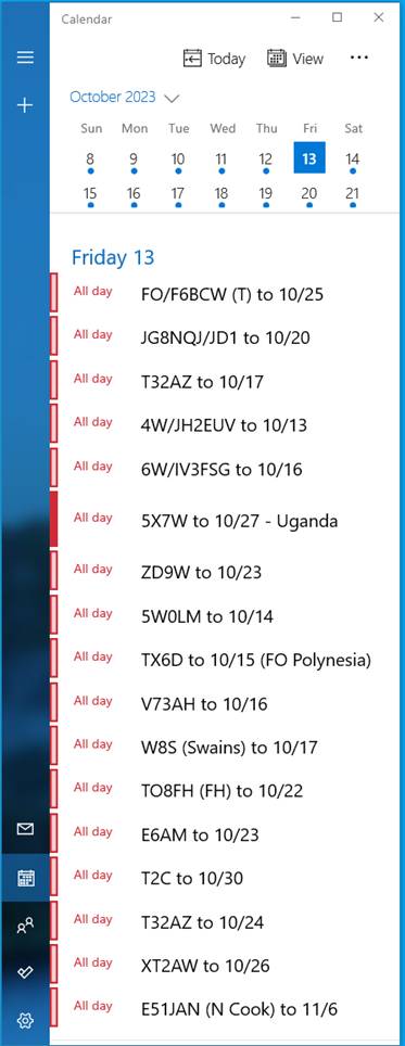 THE K9EL DX CALENDAR